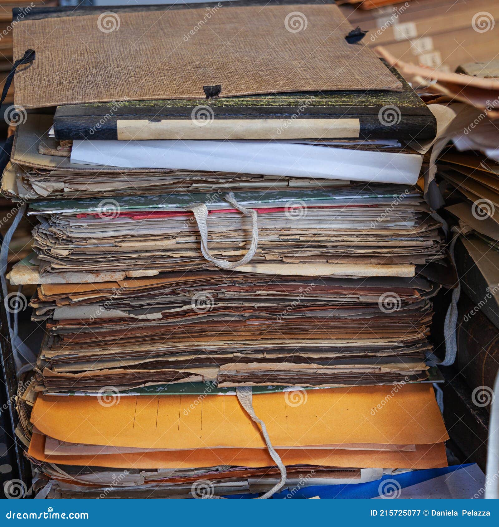 Pile of Old Documents in an Archive or Office Stock Image - Image of ...