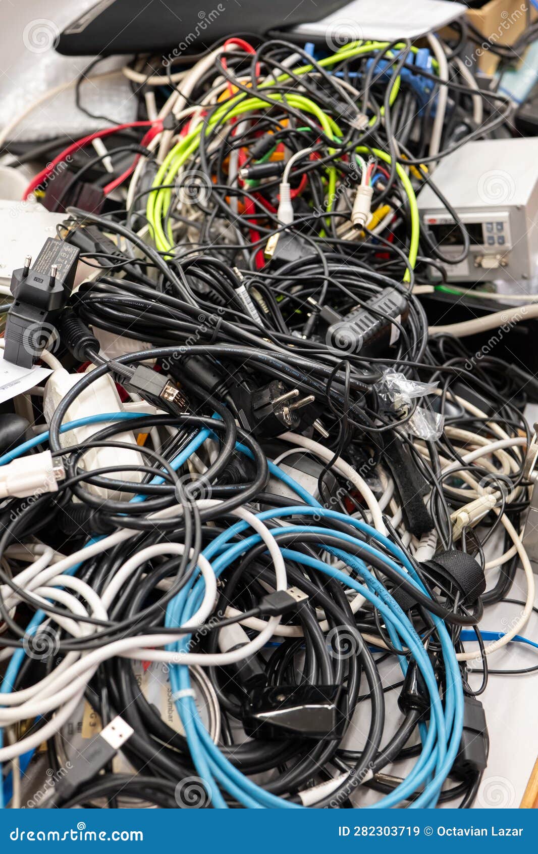 Pile of Old Electronic Devices and Cables Ready for Waste Collection or ...