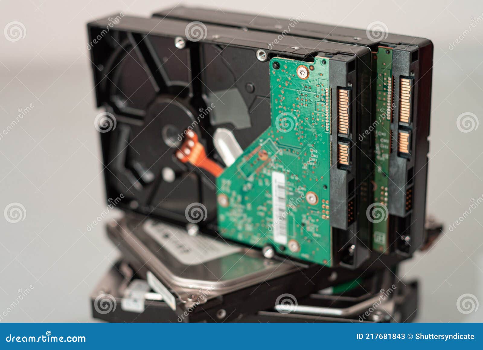 Hdd Disk And Red Sata Wire On Light Background, Data Storage Royalty ...
