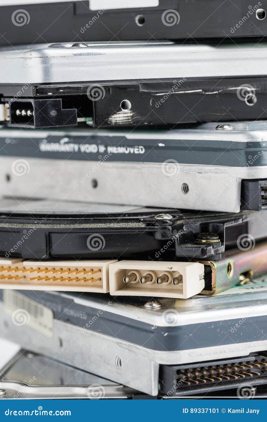 Pile of Old Hard Drives on White Background. Stock Image - Image of ...