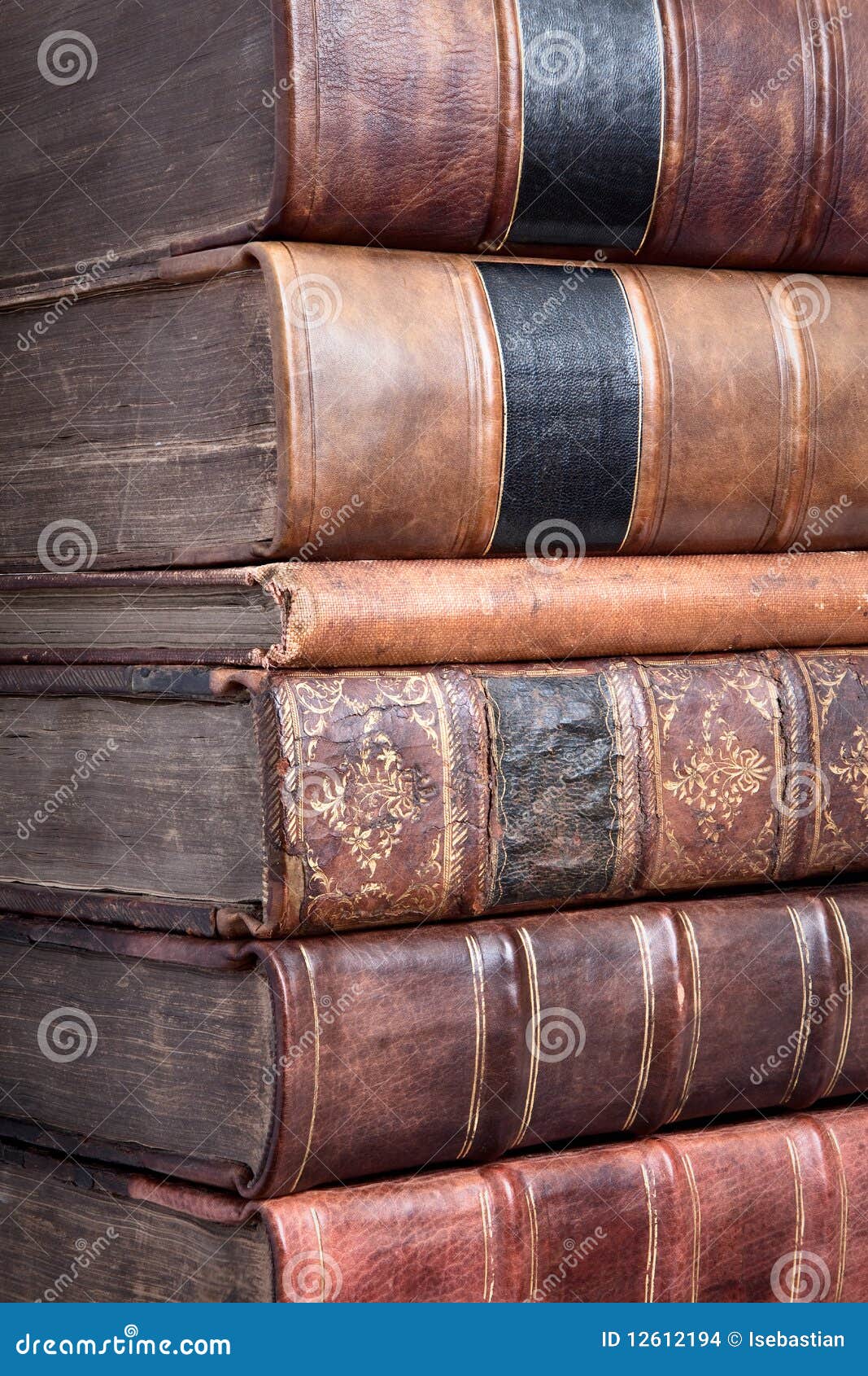 Pile of Old Leather Bound Books Stock Photo - Image of pile, arts: 12612194