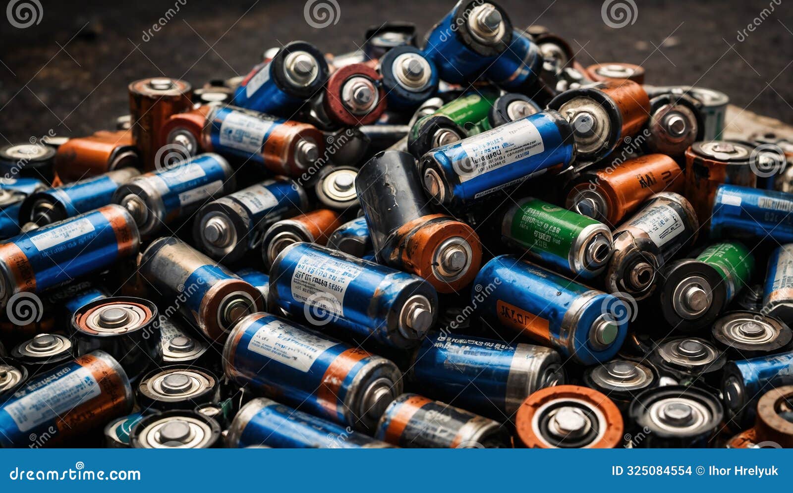 A Pile of Old Lithium Batteries Recycled Stock Photo - Image of group ...