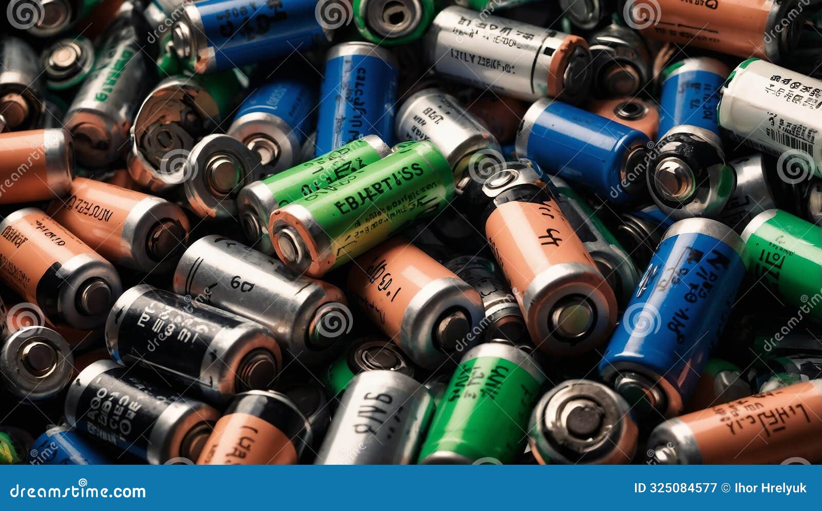 A Pile of Old Lithium Batteries Recycled Stock Image - Image of ...