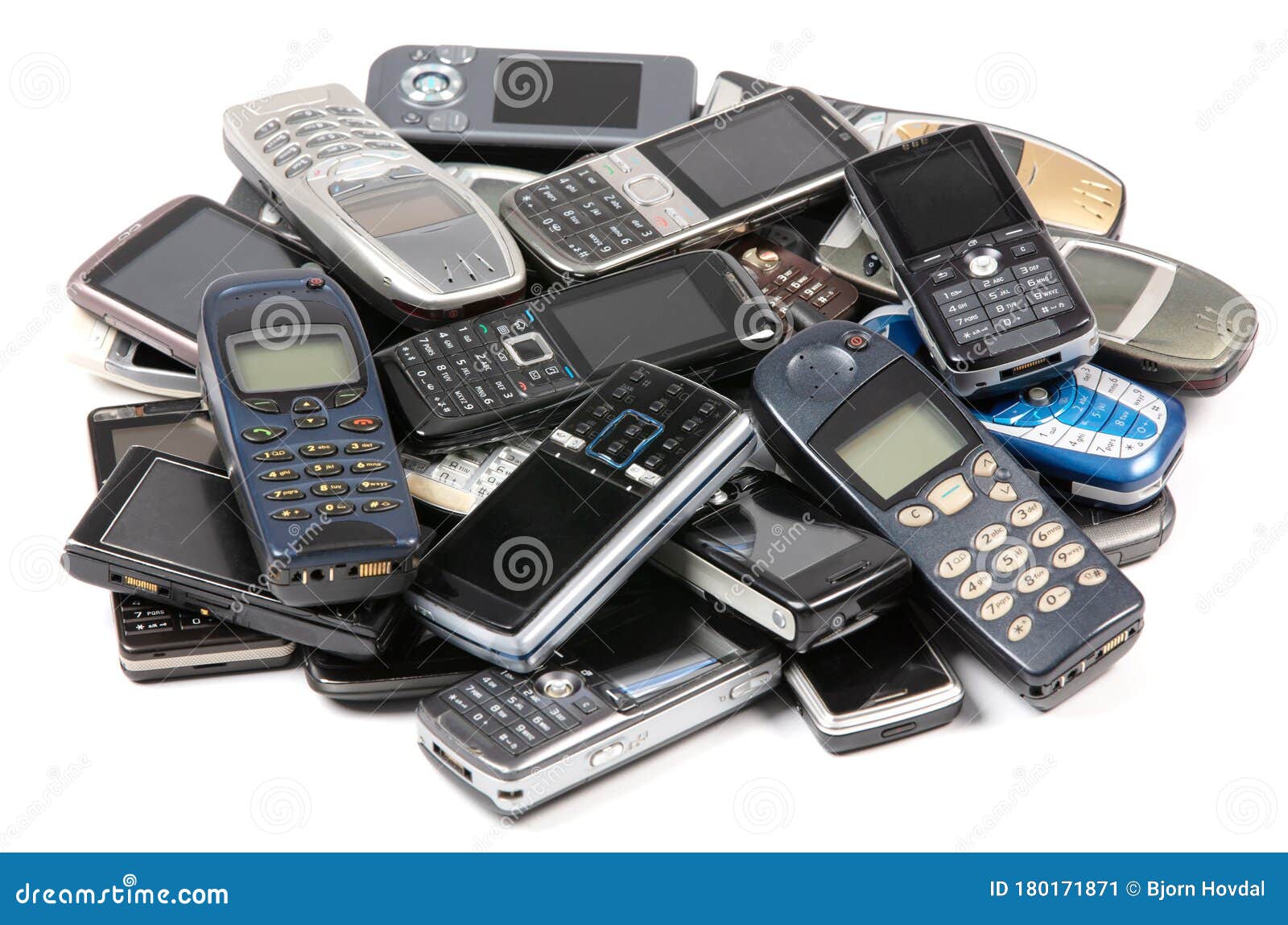 Pile of Old Mobile Phones stock image. Image of telecommunications ...
