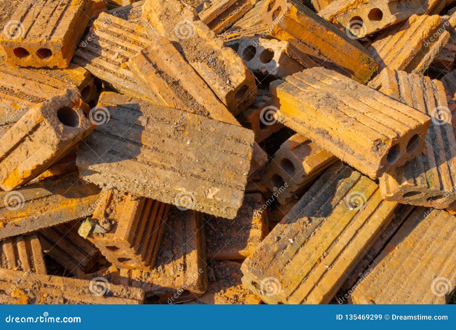 Pile of Old Red Bricks in Construction Area Stock Image - Image of ...
