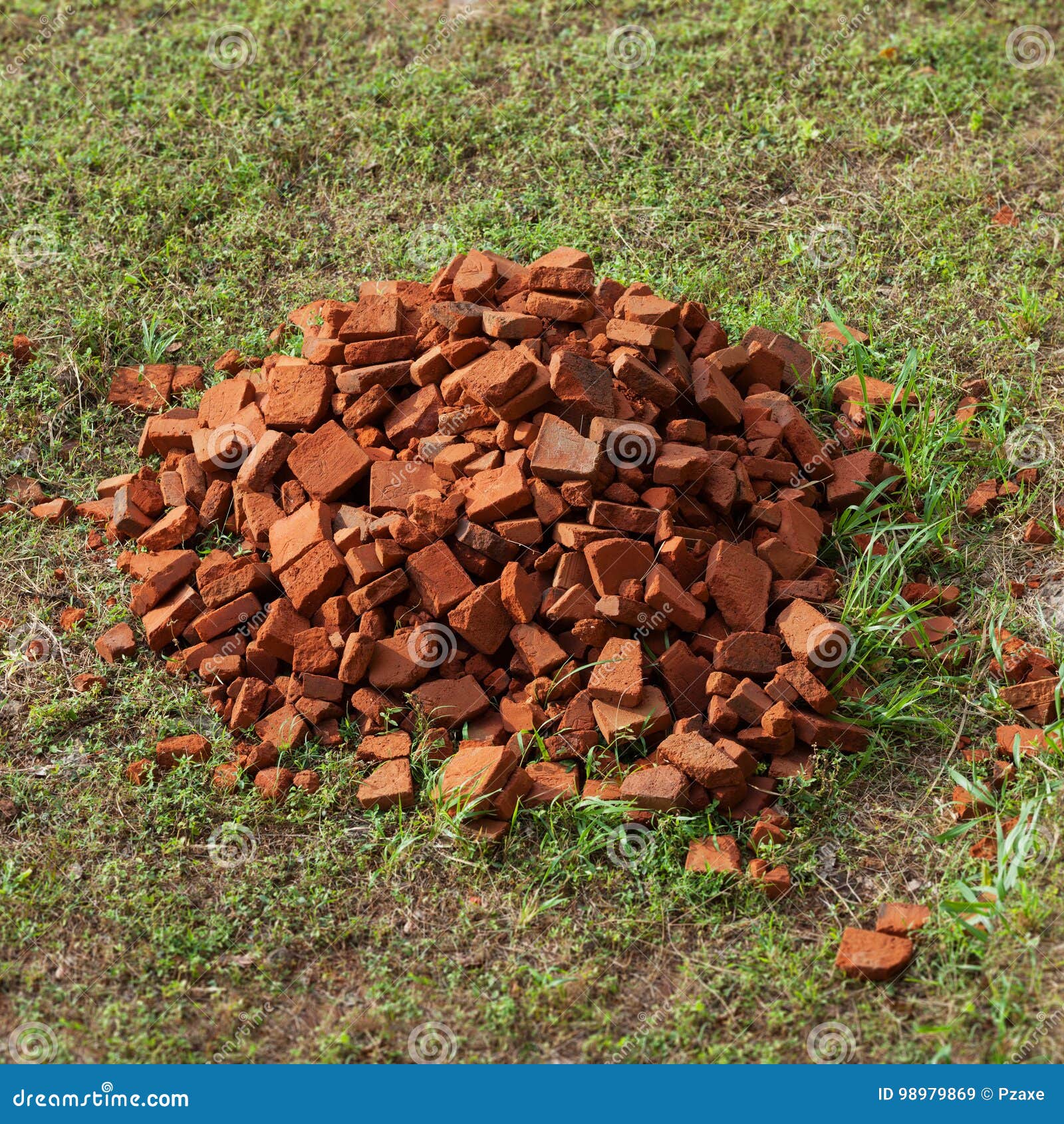 Pile of Old Red Bricks on Grass Stock Image - Image of group, brickwork ...