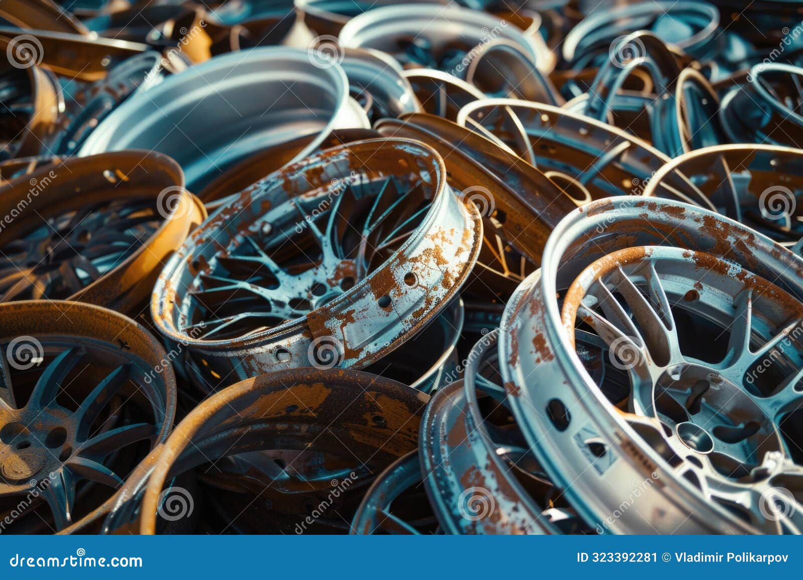 A Pile of Old Rusty Car Rims and Wheels Stock Image - Image of prop ...