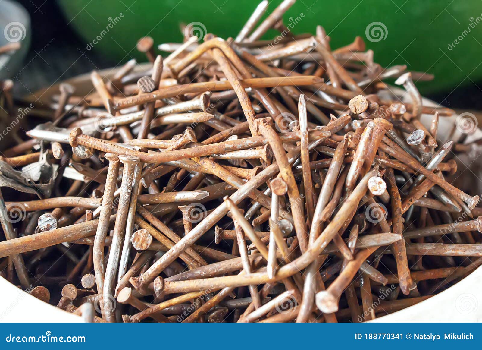 Pile of Old Rusty Nails Close Up Outdoors. Stock Image - Image of aged ...