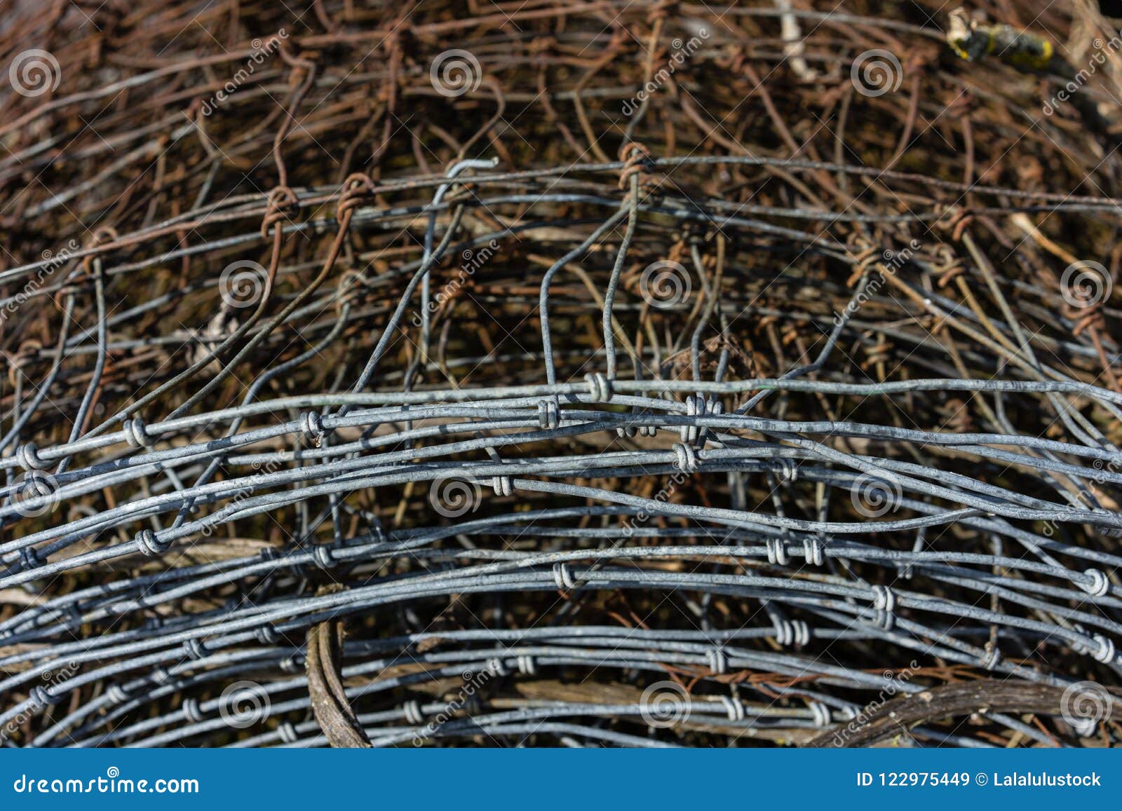Pile of Old Rusty and New Barbed Wire Stock Image - Image of protection ...