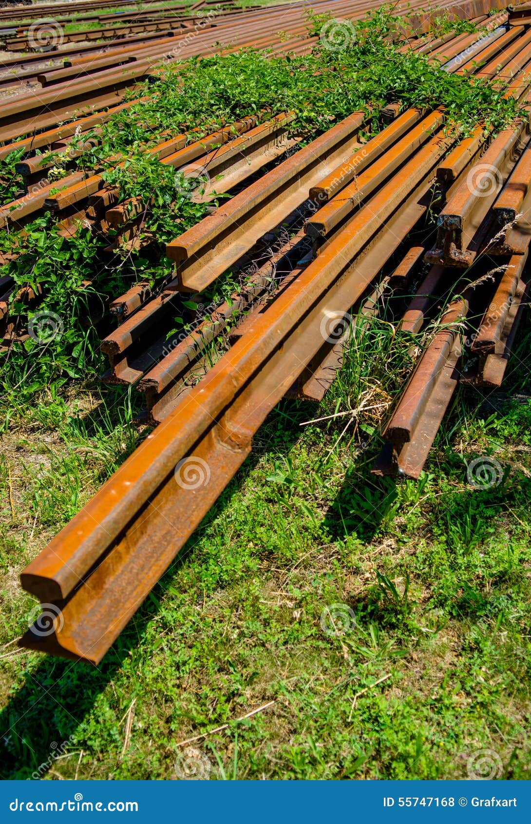 Pile of Old Rusty Rails stock photo. Image of rail, waste - 55747168