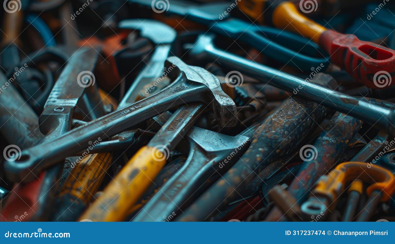 A pile of old rusty tools stock illustration. Illustration of stone ...