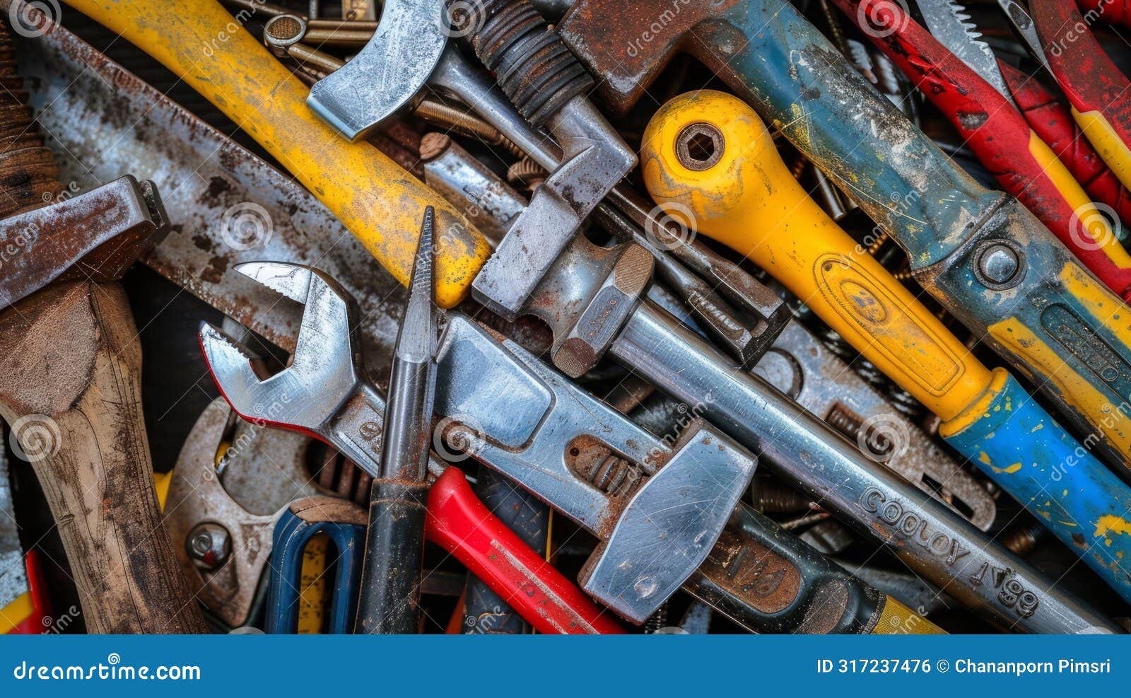 A pile of old rusty tools stock illustration. Illustration of knife ...