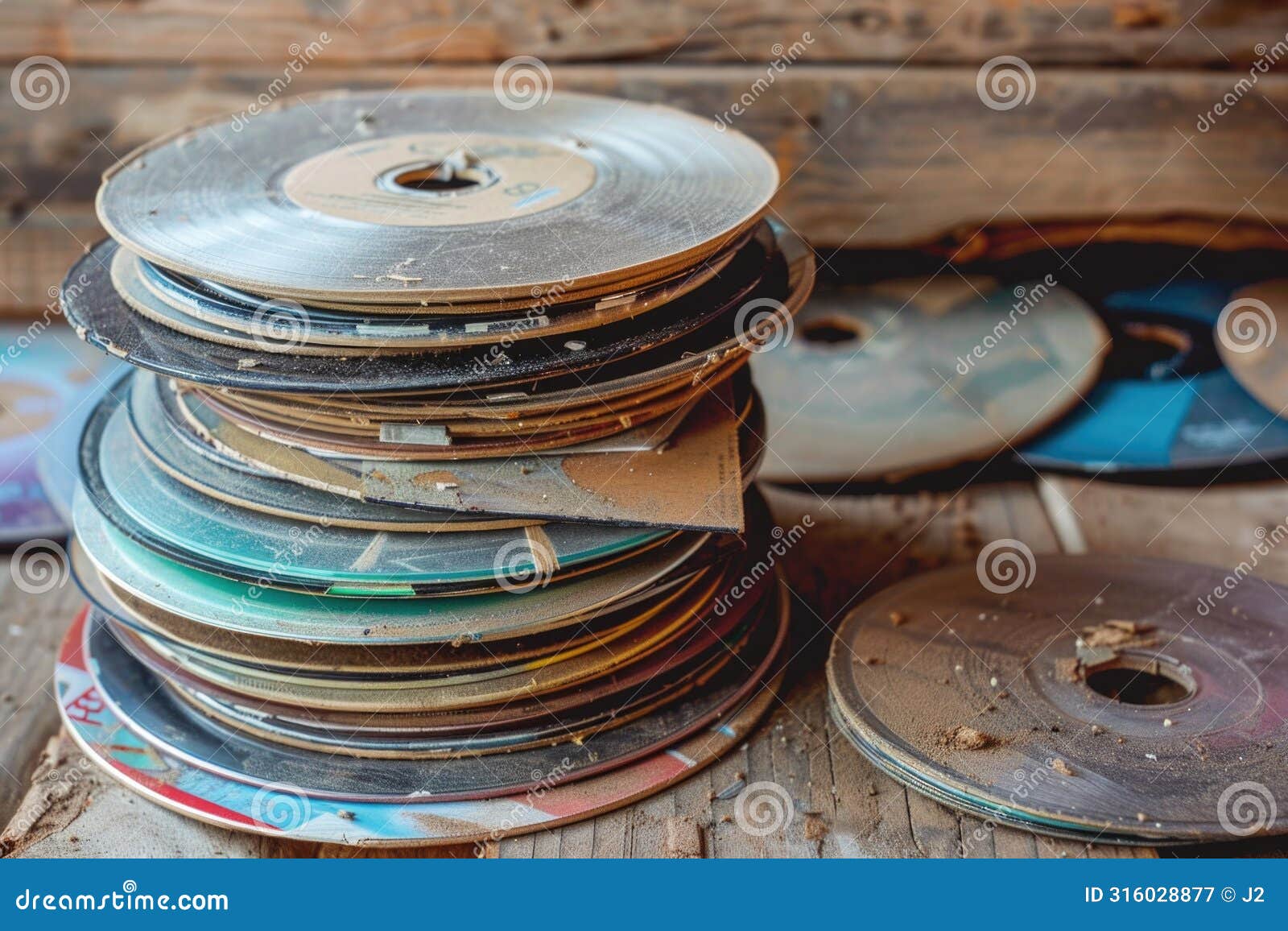 Pile of Old and Scratched CDs and DVDs in Various Conditions ...
