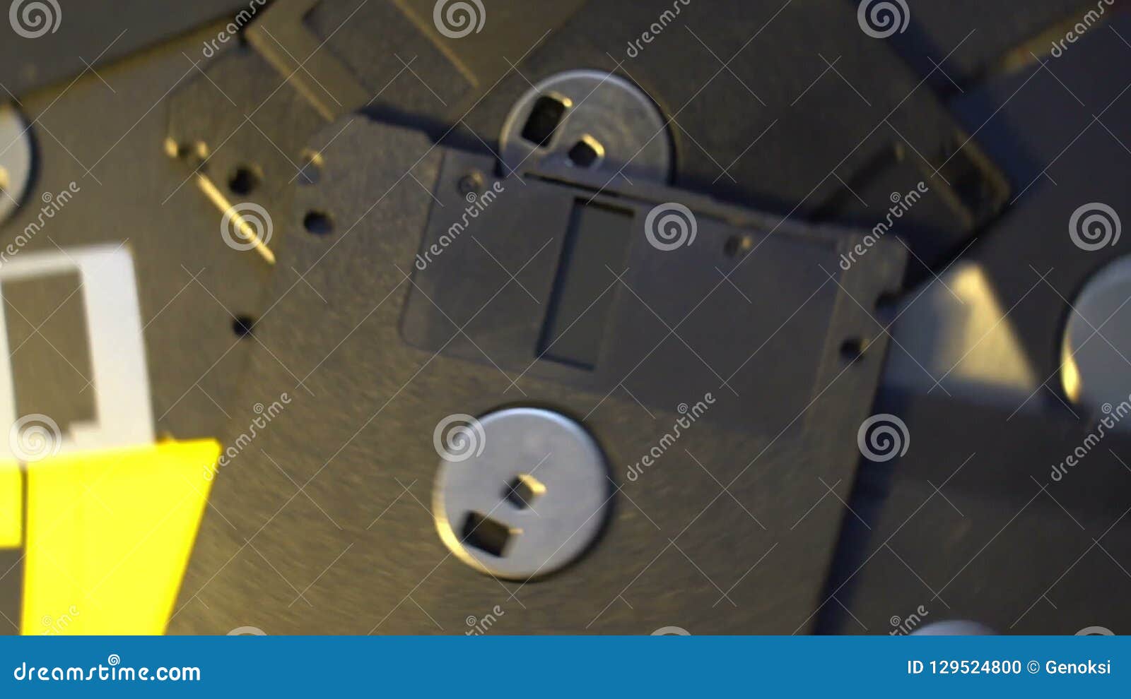 Pile of Old Style Data Transfer Floppy Discs, Rotating Spinning ...