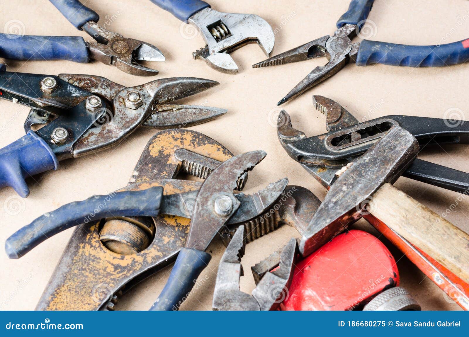 Pile of Old Tools for Construction and Repair of Plumbing Stock Image ...