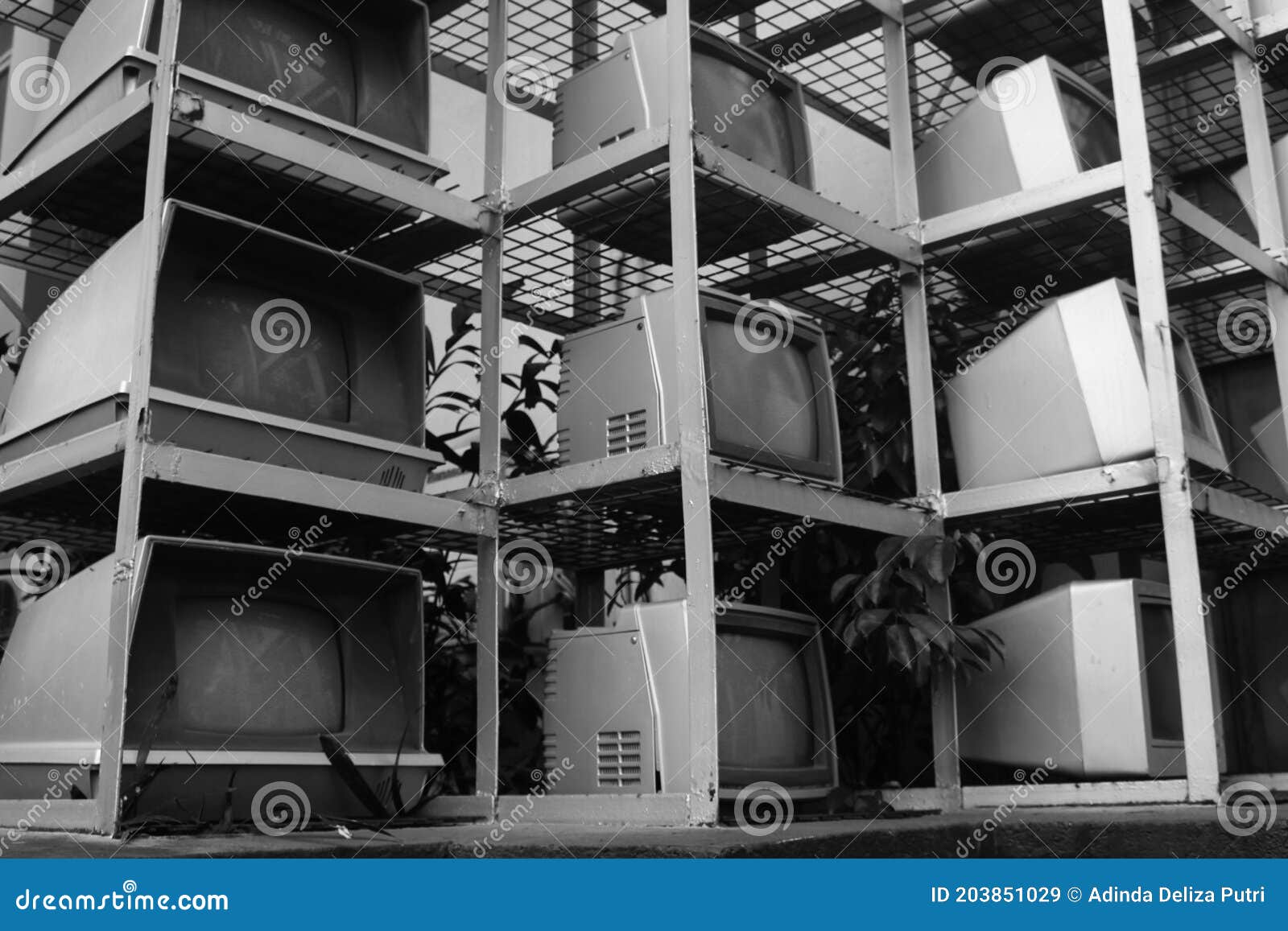 Pile Of Old Computers Were Thrown Around Beside The Trash, Electronic ...