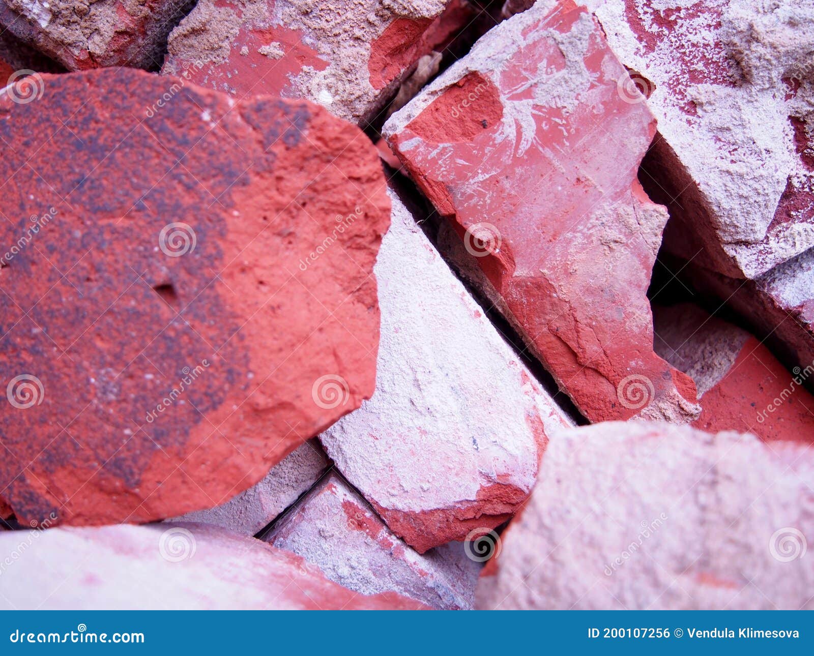 Pile of Old Used Bricks, Red Bricks with Plaster Remnants, Construction ...