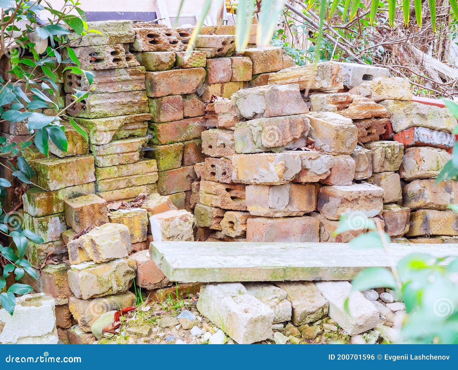 A Pile of Old Used Bricks Stacked on the Street Stock Photo - Image of ...