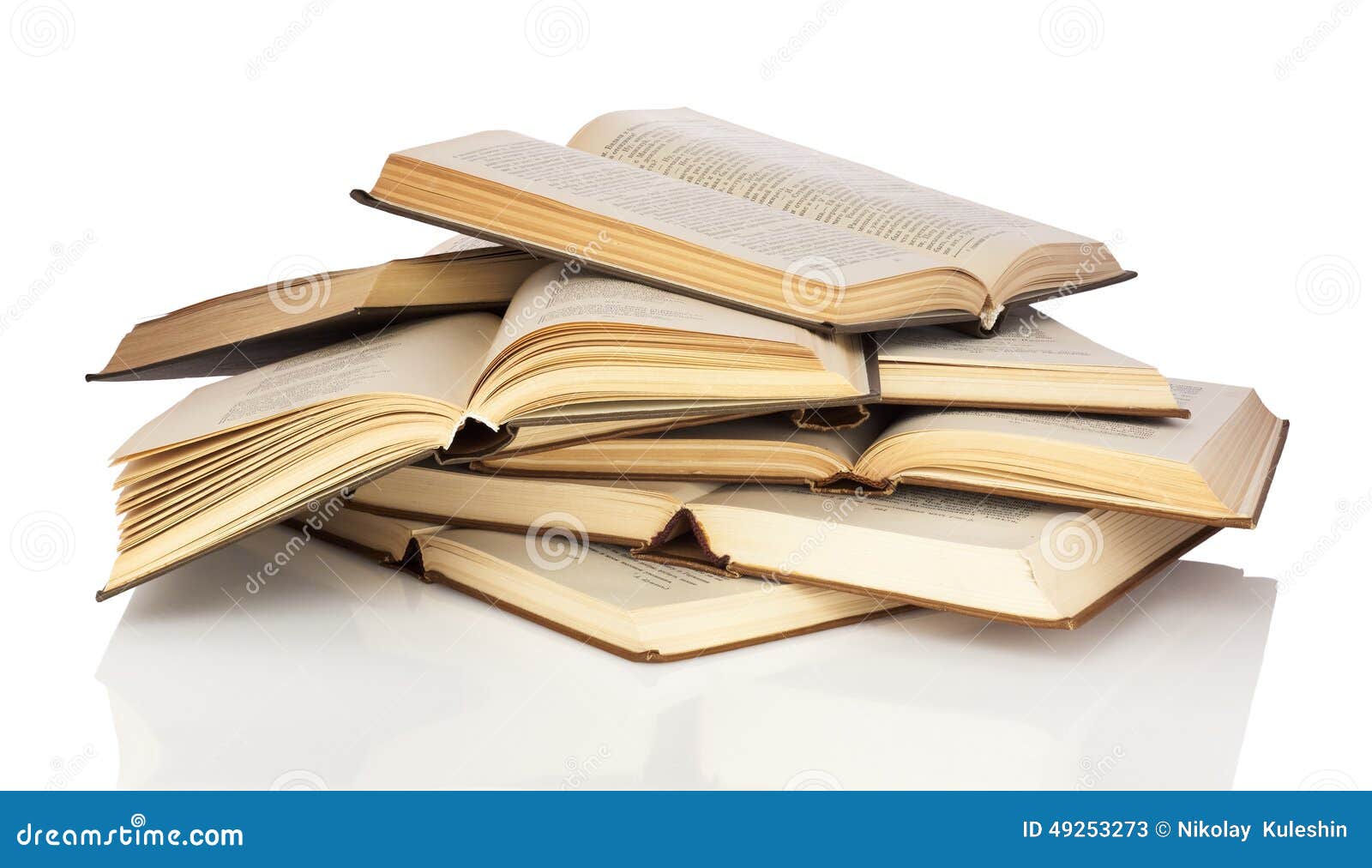 Pile of open books stock image. Image of library, isolated - 49253273