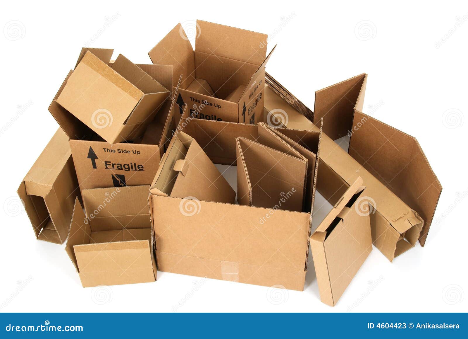 Pile of Open Cardboard Boxes Stock Image - Image of packing, post: 4604423