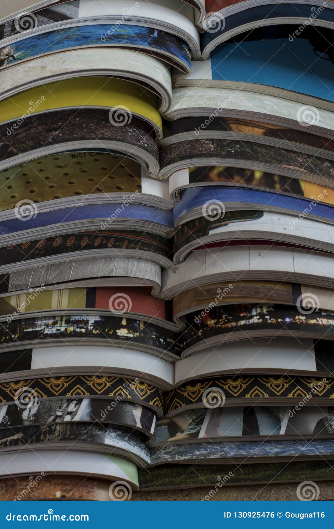 Pile of Open Magazines without Texts Seen from the Side Stock Photo ...