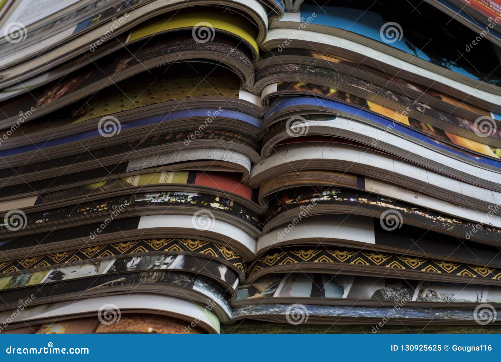 Pile of Open Magazines without Texts Seen from the Side Stock Image ...