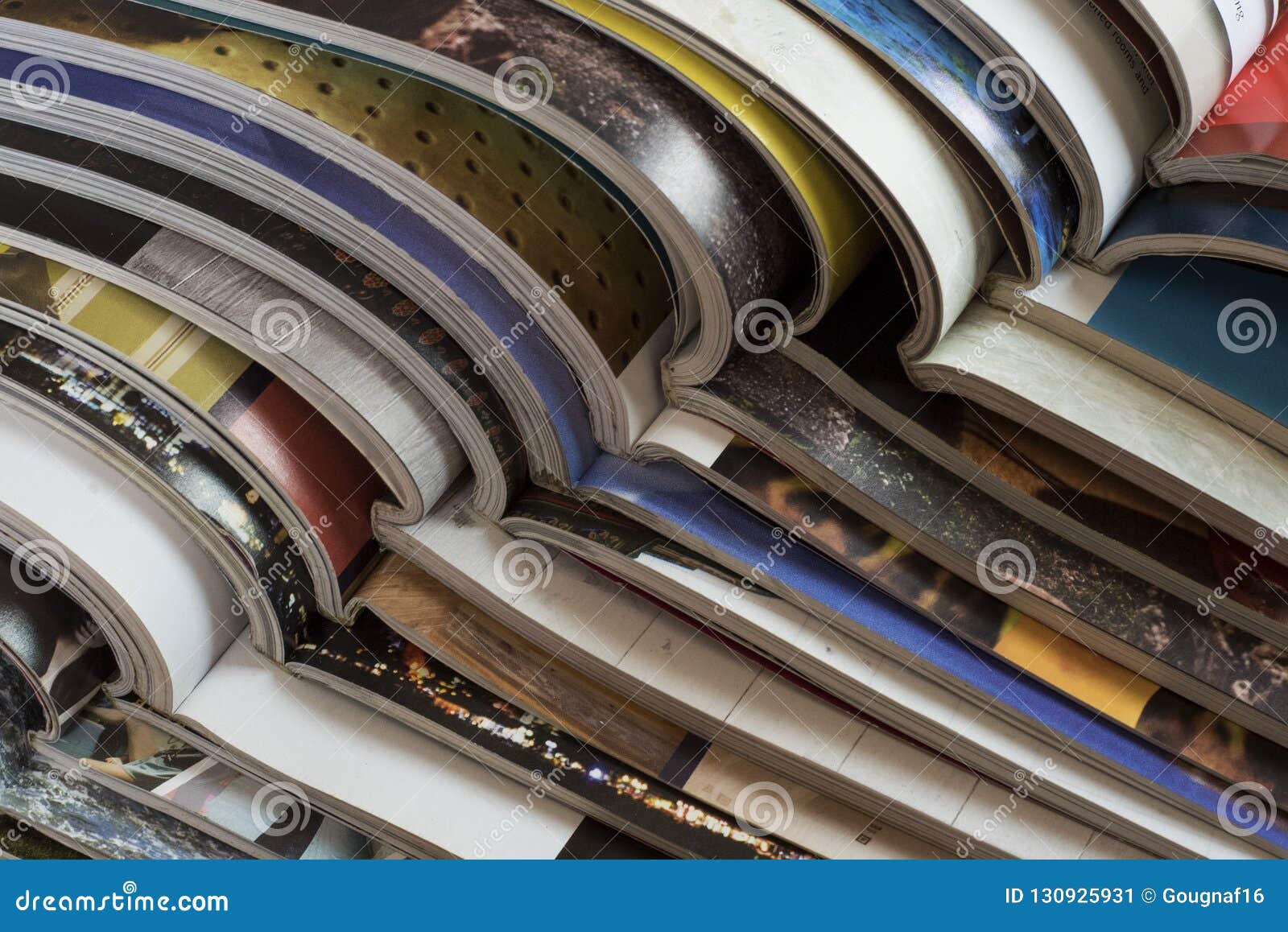 Pile of Open Magazines without Texts Seen from the Side Stock Image ...