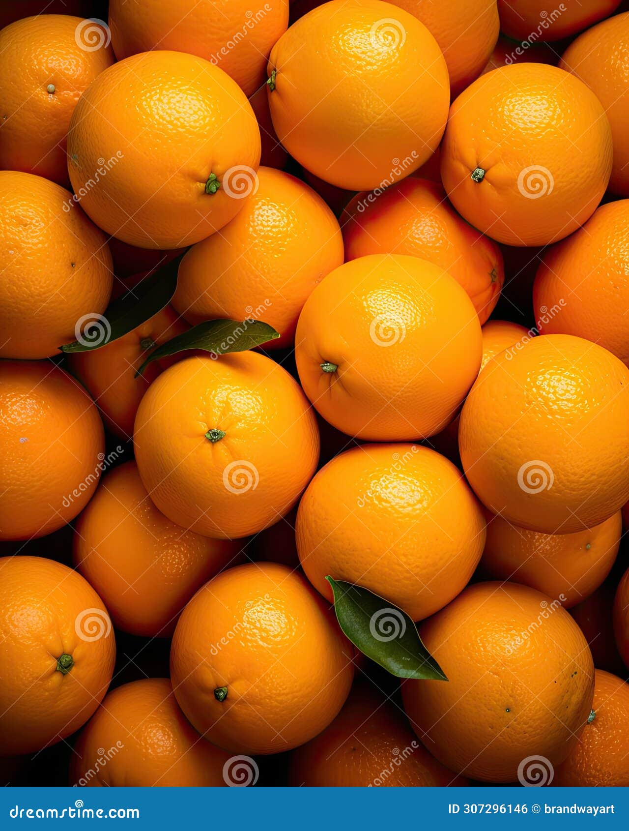 Pile of Oranges with Leaves Stock Illustration - Illustration of ...
