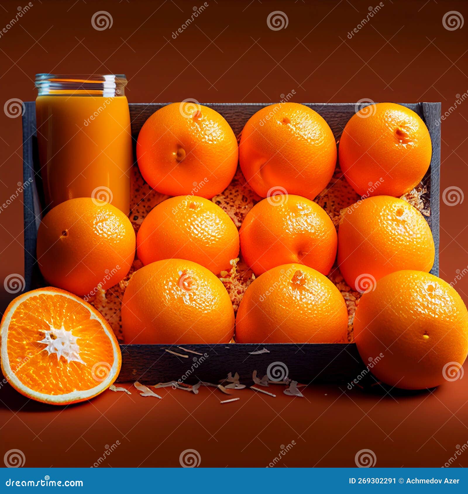 A Pile of Oranges Lying in a Chest, Side View Stock Illustration ...