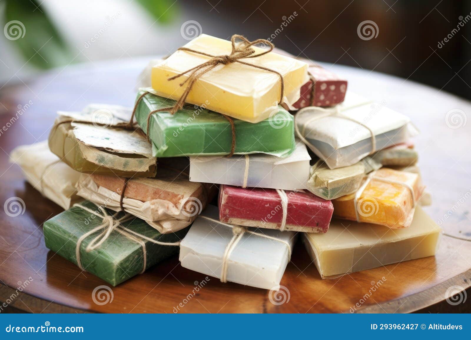 Pile of Organic Soaps Wrapped in Recycled Paper Stock Image - Image of ...