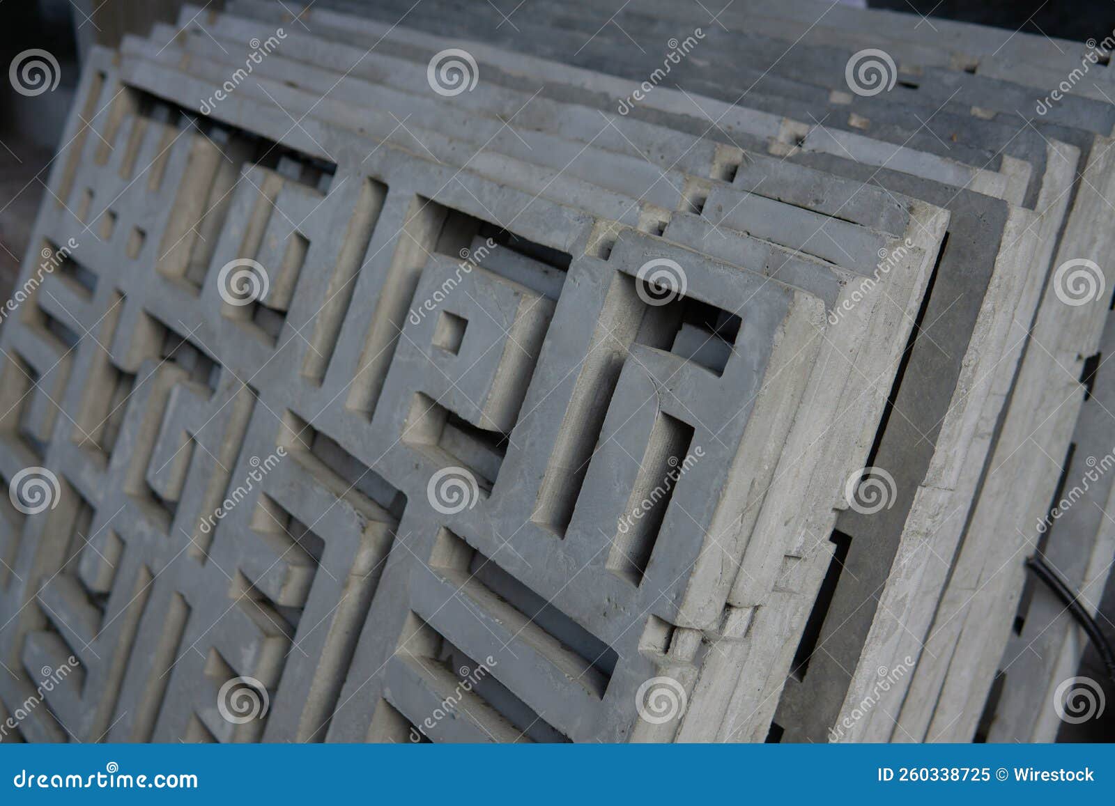 Pile of Ornamented Concrete Blocks Stacked on the Wall Stock Image ...