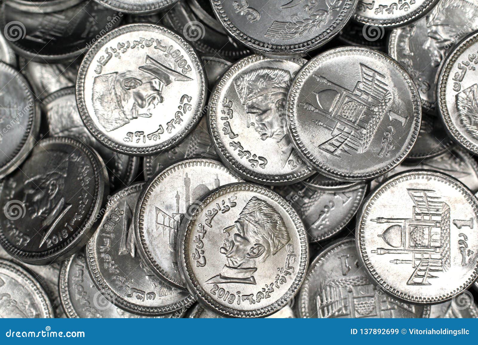 A Pile of Pakistani One Rupee Coins in Macro Stock Image - Image of ...