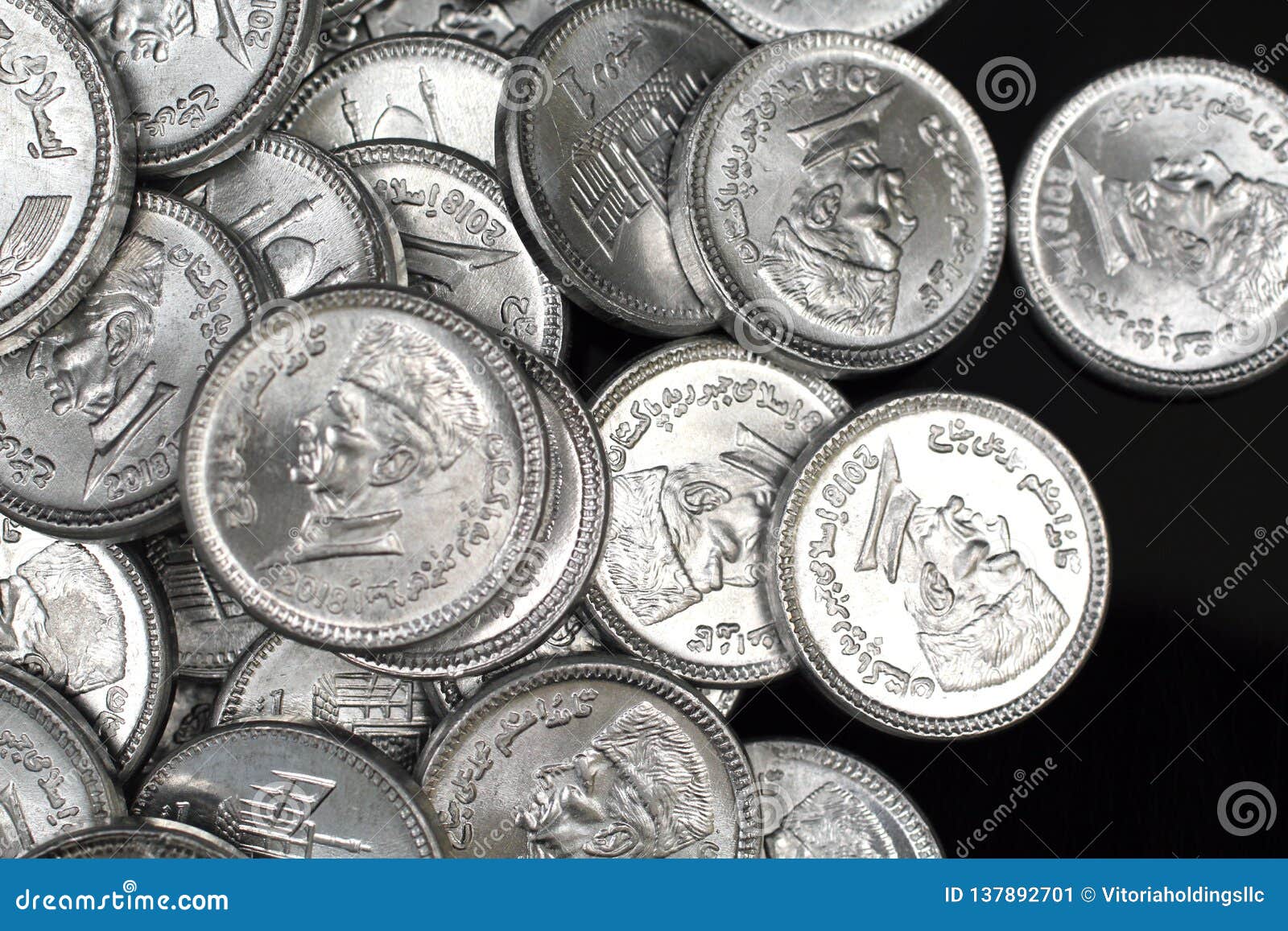 A Pile of Pakistani One Rupee Coins in Macro Stock Image - Image of ...