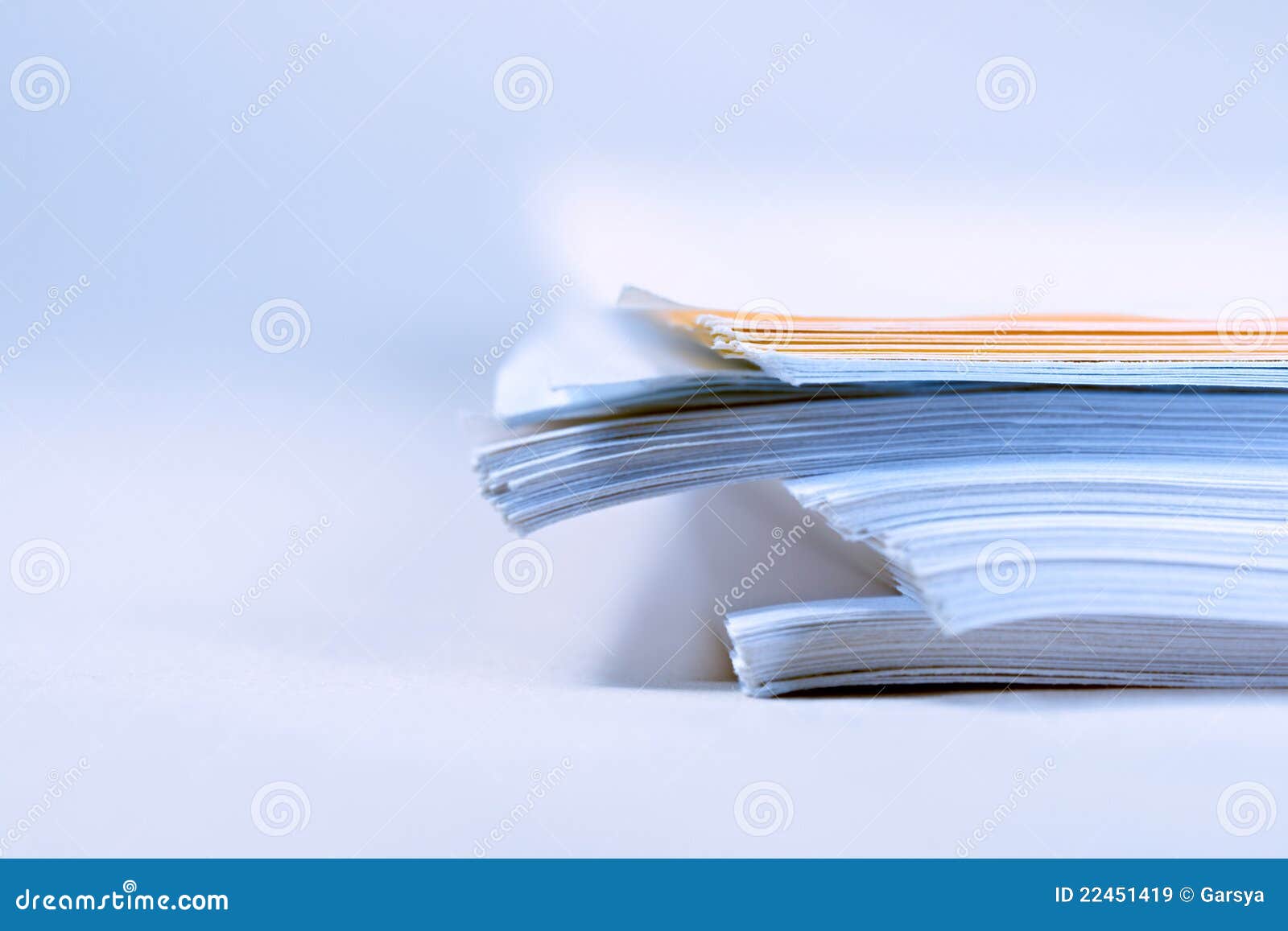 A pile of paper stock image. Image of group, blue, detail - 22451419