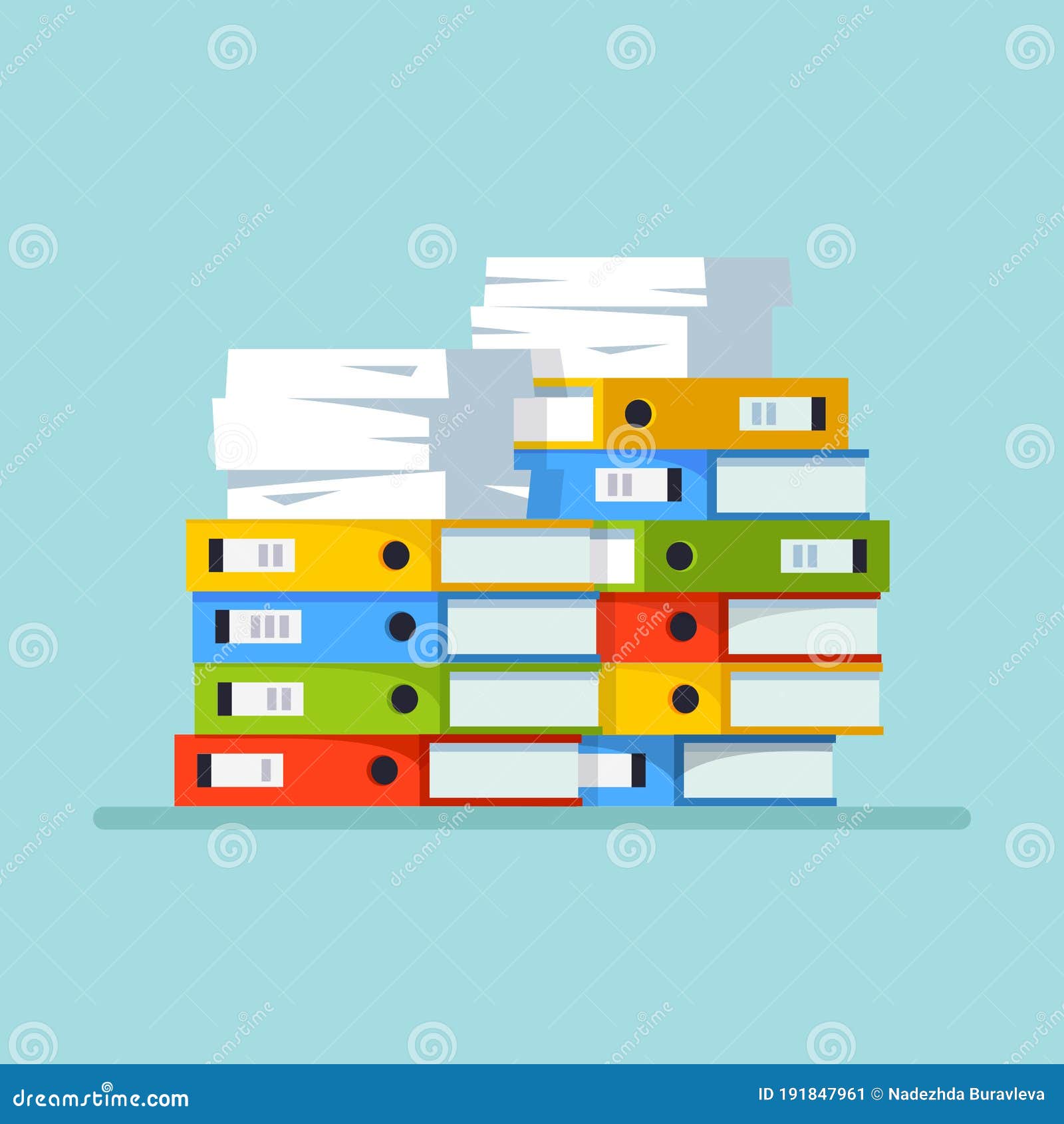 Pile of Paper, Document Stack with Carton, Cardboard Box, Folder ...