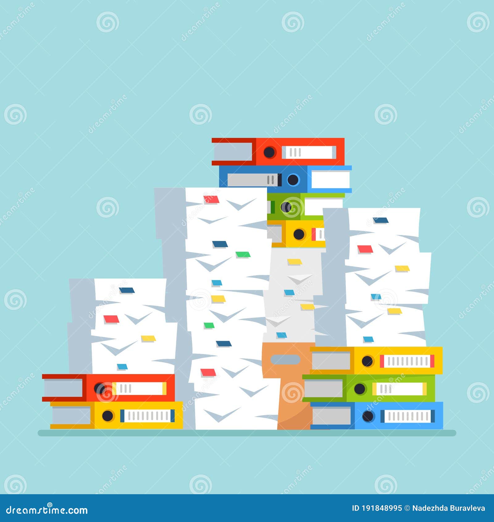 Pile of Paper, Document Stack with Carton, Cardboard Box, Folder ...