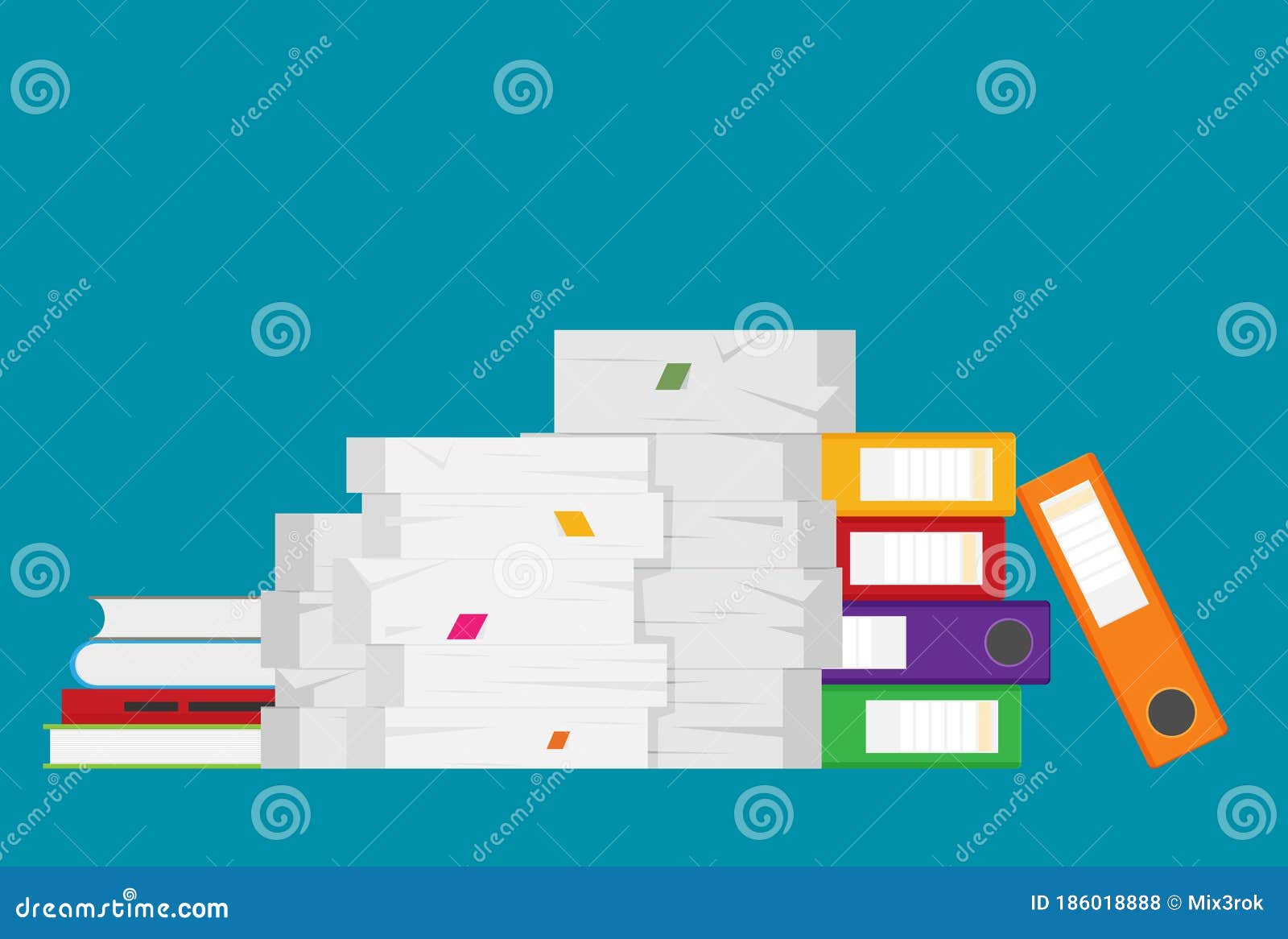 Pile of Paper Documents and File Folders. Bureaucracy, Paperwork ...