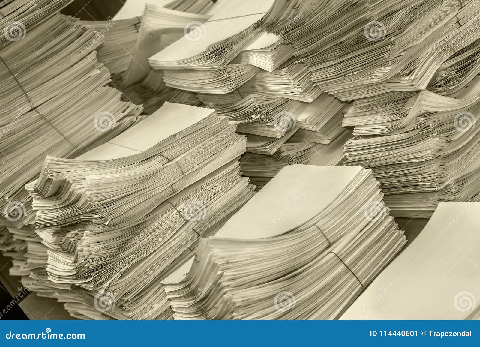 Pile of Paper Documents in the Office Stock Image - Image of management ...