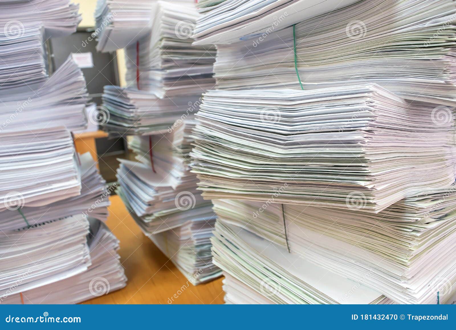 Pile of Paper Documents in the Office Stock Photo - Image of education ...