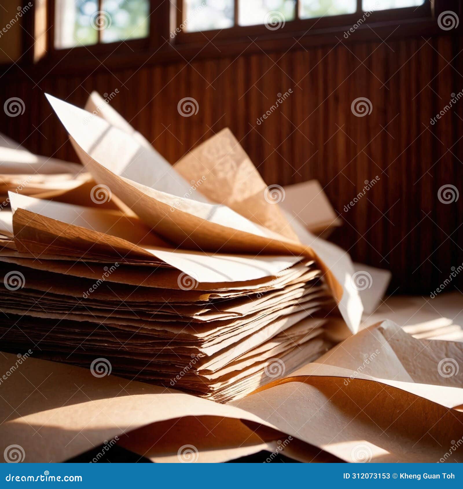 Pile of Paper Documents, Vintage Old Sheets of Paper Stock Illustration ...
