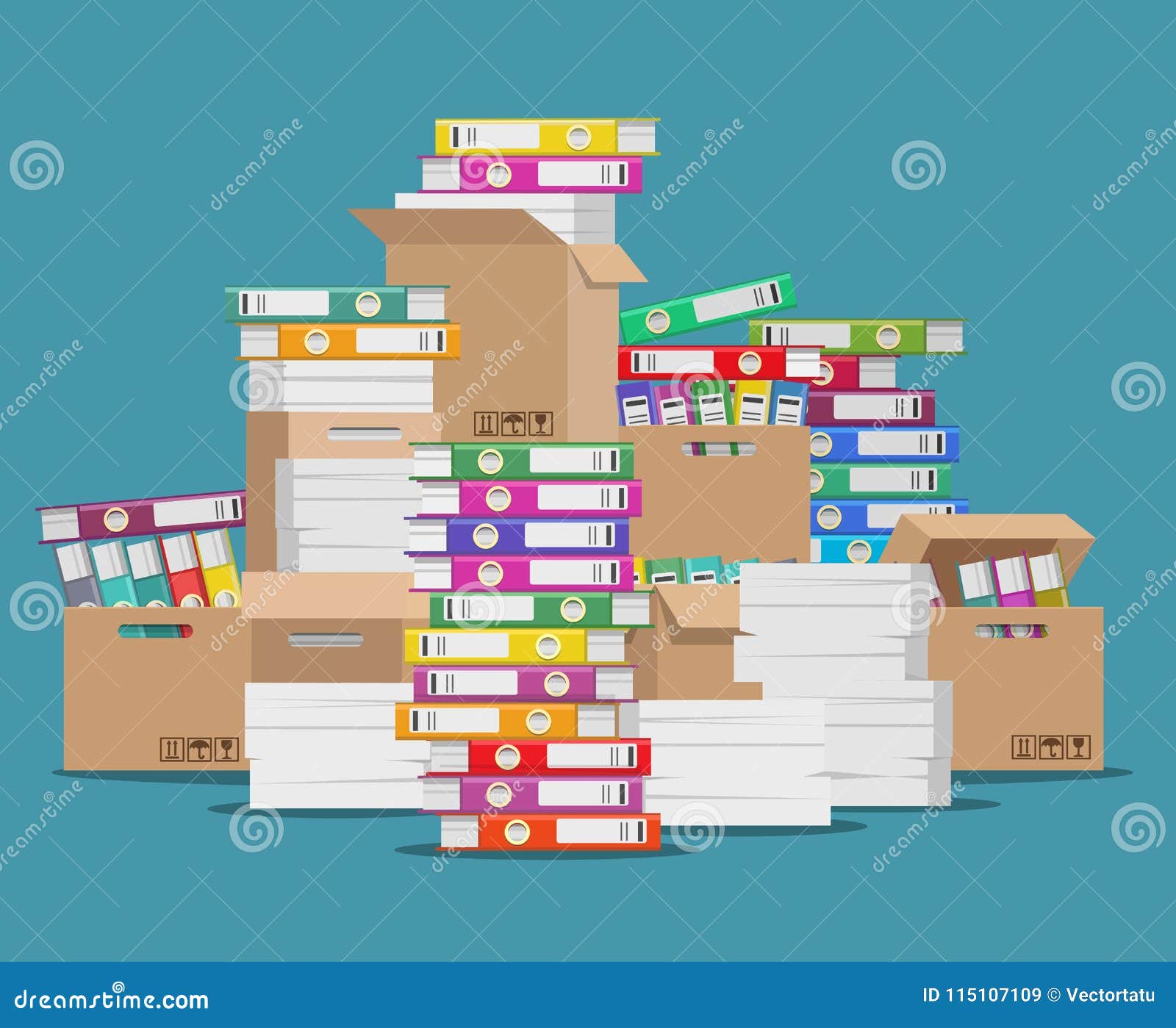 Pile Of Unfinished Business Documents Cartoon Vector | CartoonDealer ...