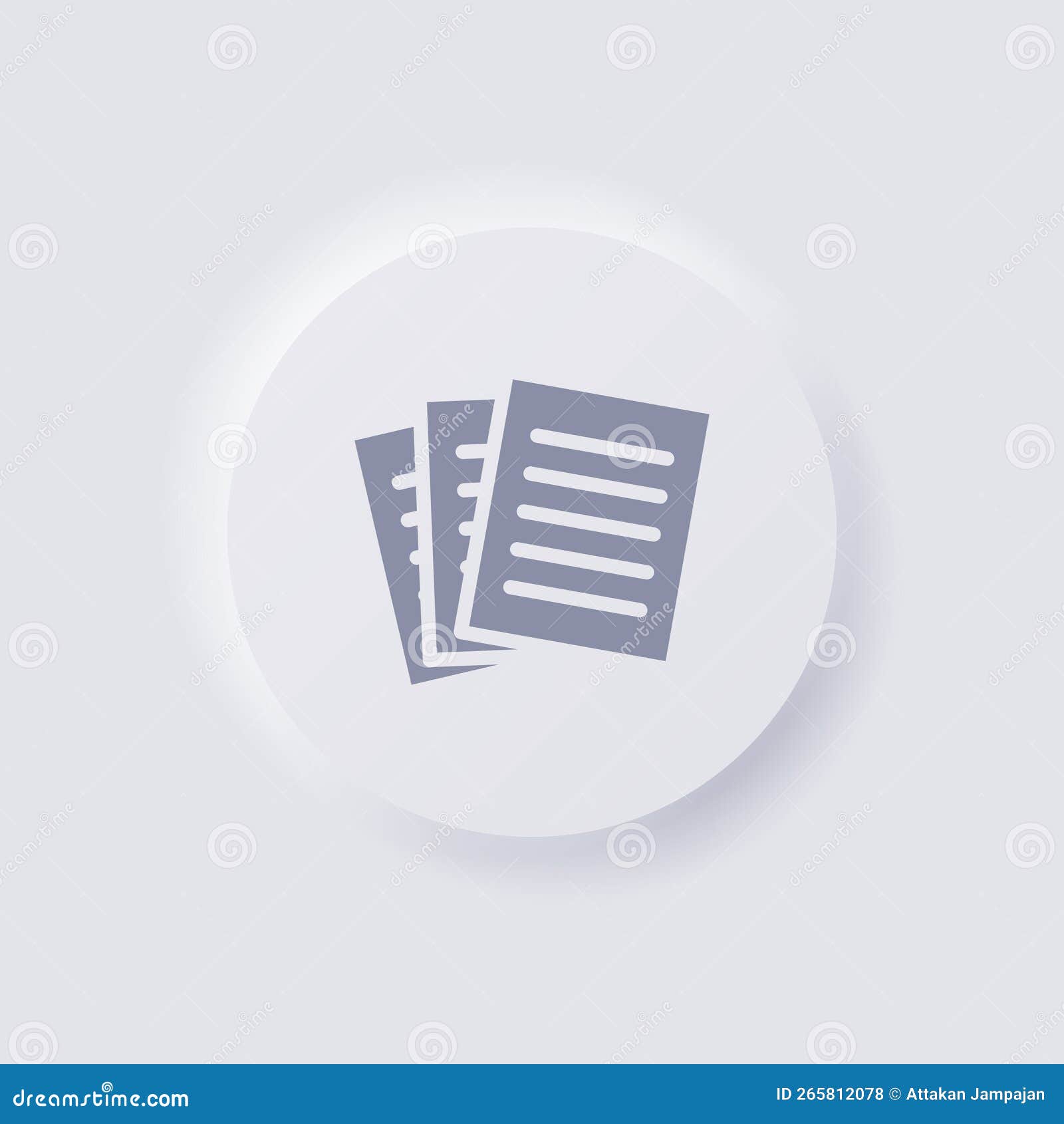 Pile of Paper Icon, White Neumorphism Soft UI Design. Stock Vector ...