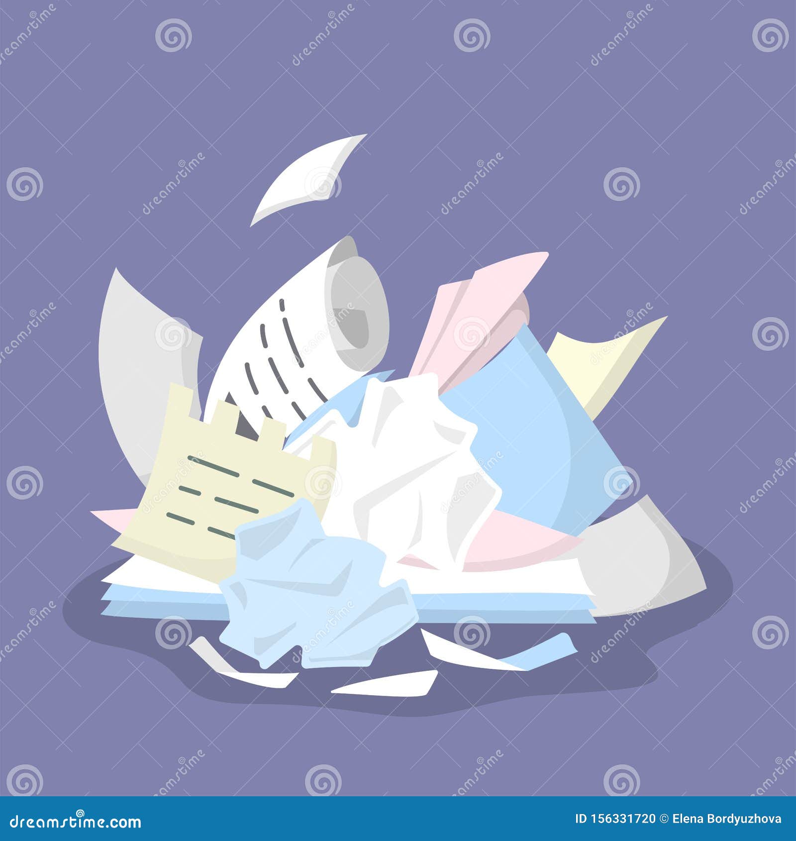 Pile of paper trash stock vector. Illustration of multicolored - 156331720