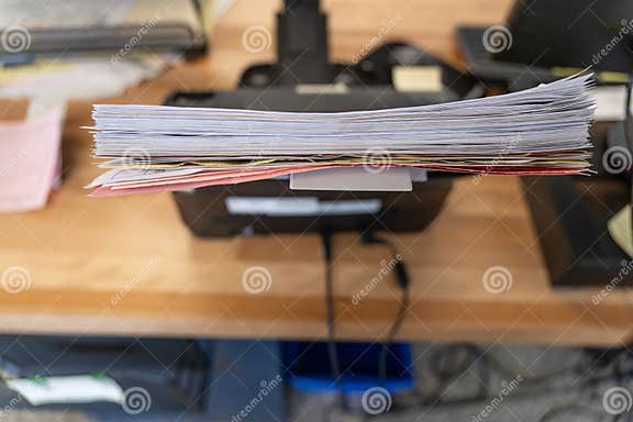 Stack of Papers on a Document Scanner Stock Image - Image of scanning ...