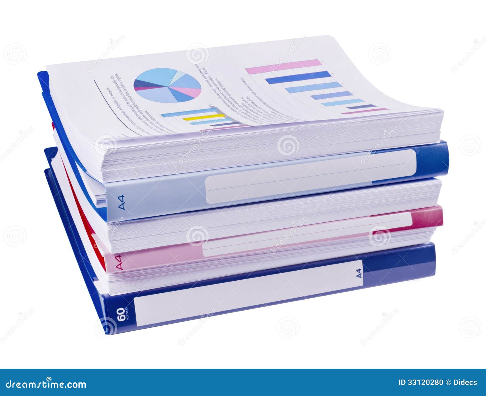 Pile of papers and folders stock photo. Image of isolated - 33120280