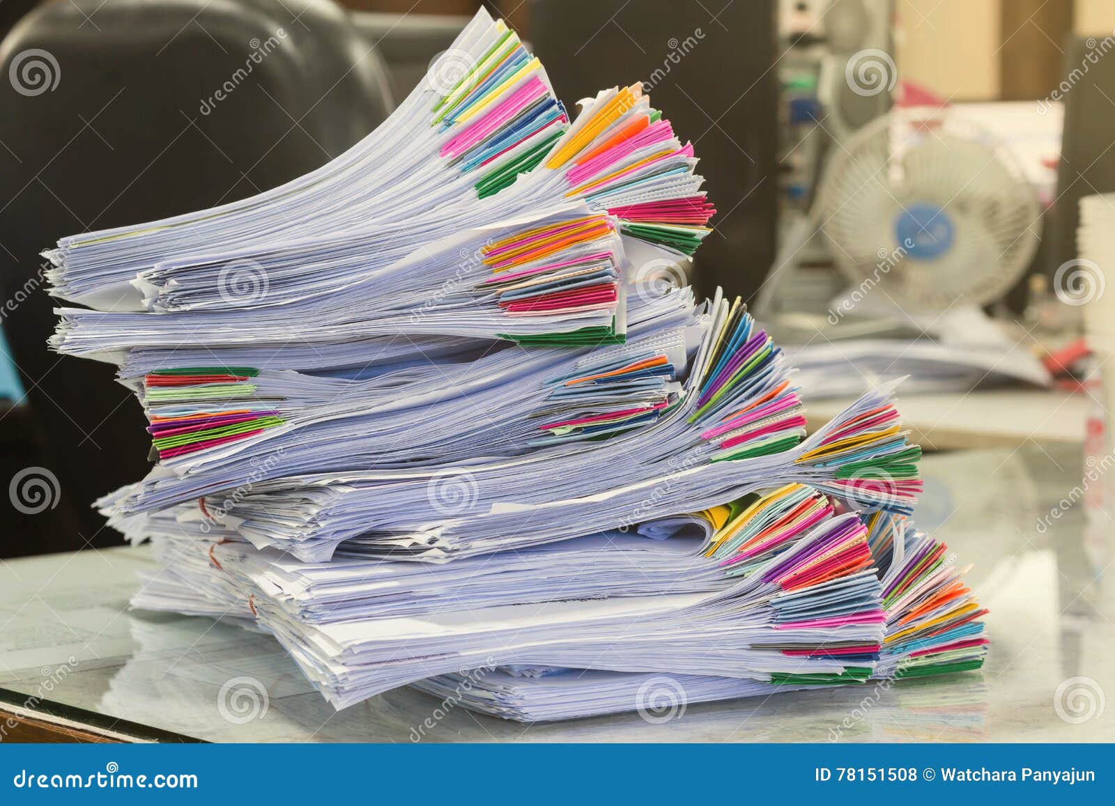 Pile of Papers Laid Overlap on the Des Stock Photo - Image of concept ...