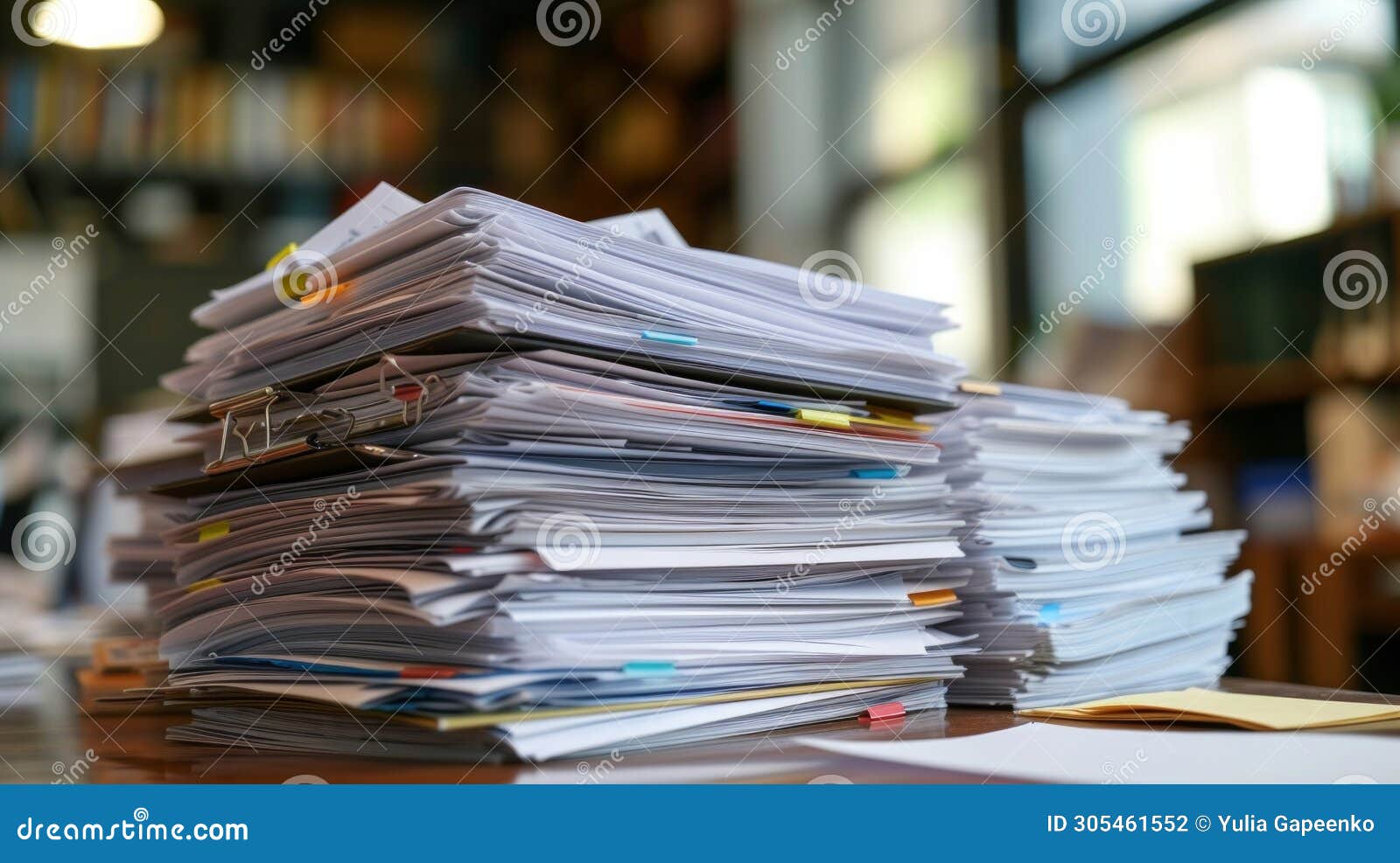 A Pile of Papers Sitting on the Office Desk Stock Photo - Image of ...