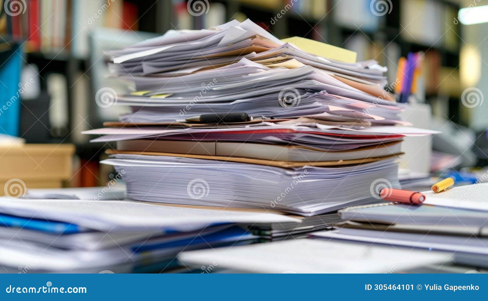 A Pile of Papers Sitting on the Office Desk Stock Image - Image of ...