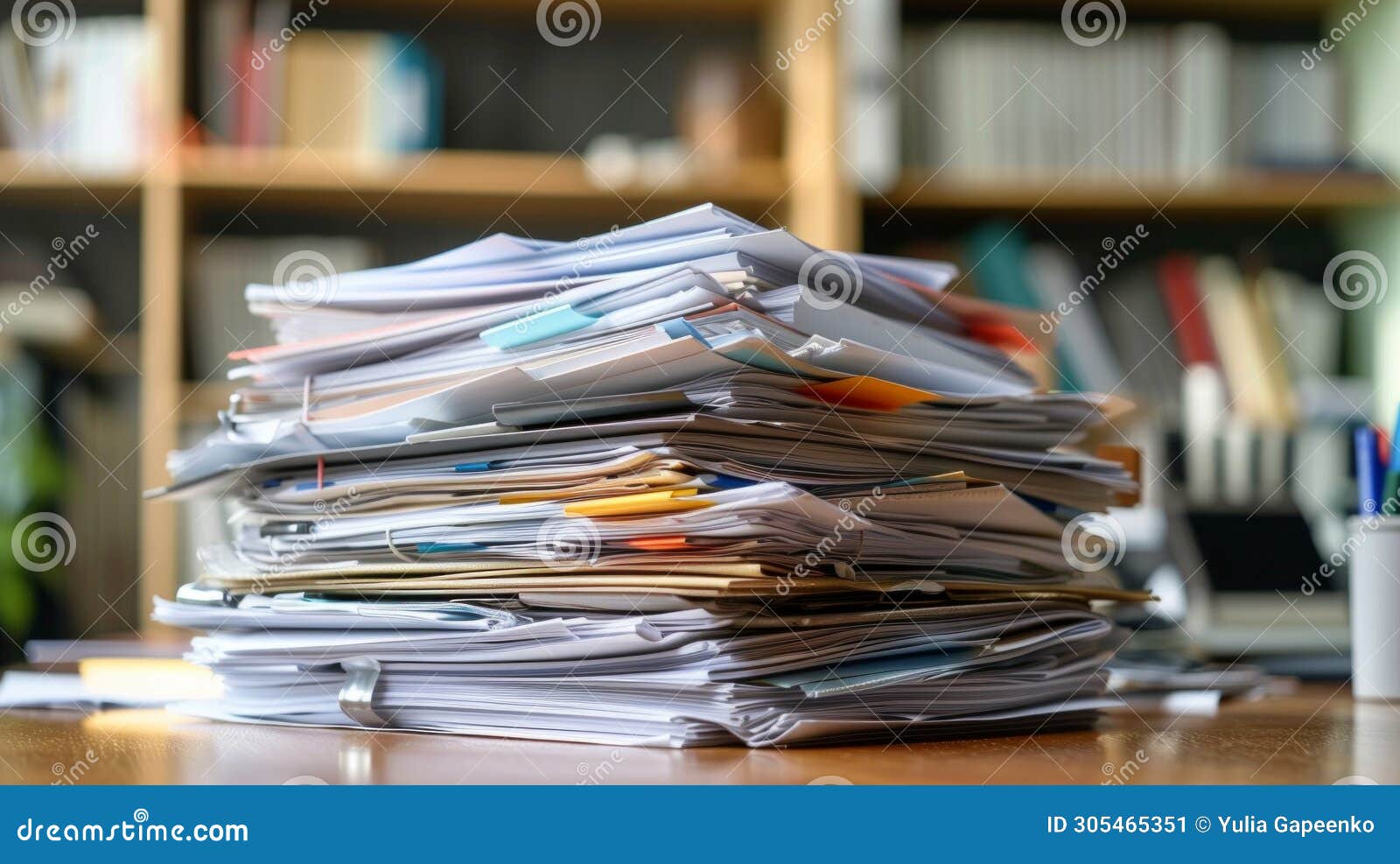 A Pile of Papers Sitting on the Office Desk Stock Image - Image of ...