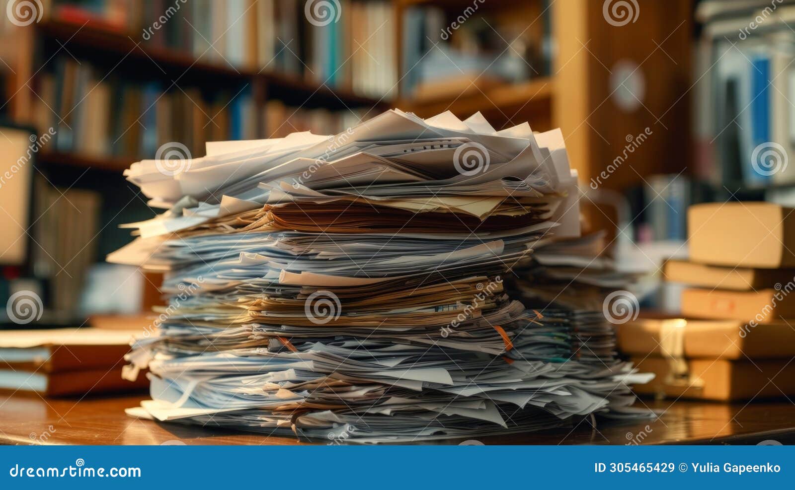 A Pile of Papers Sitting on the Office Desk Stock Image - Image of ...